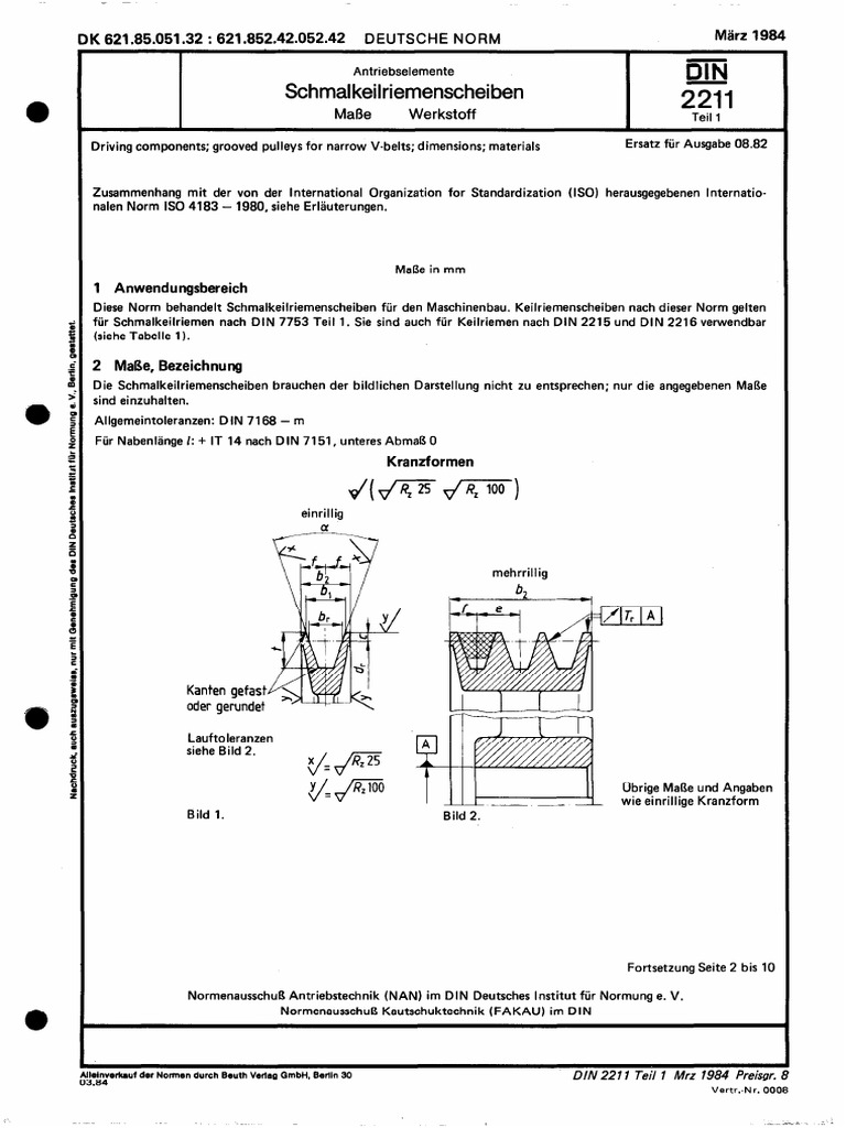 DIN 2211-1 Remenice