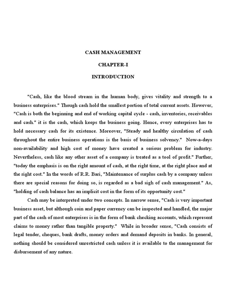 Cash Management Arokianewman | PDF | Industries | Business
