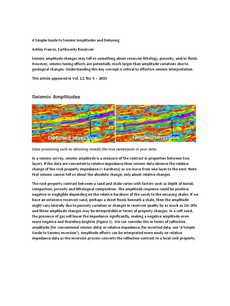 A Simple Guide to Seismic Amplitudes and Detuning | Reflection ...