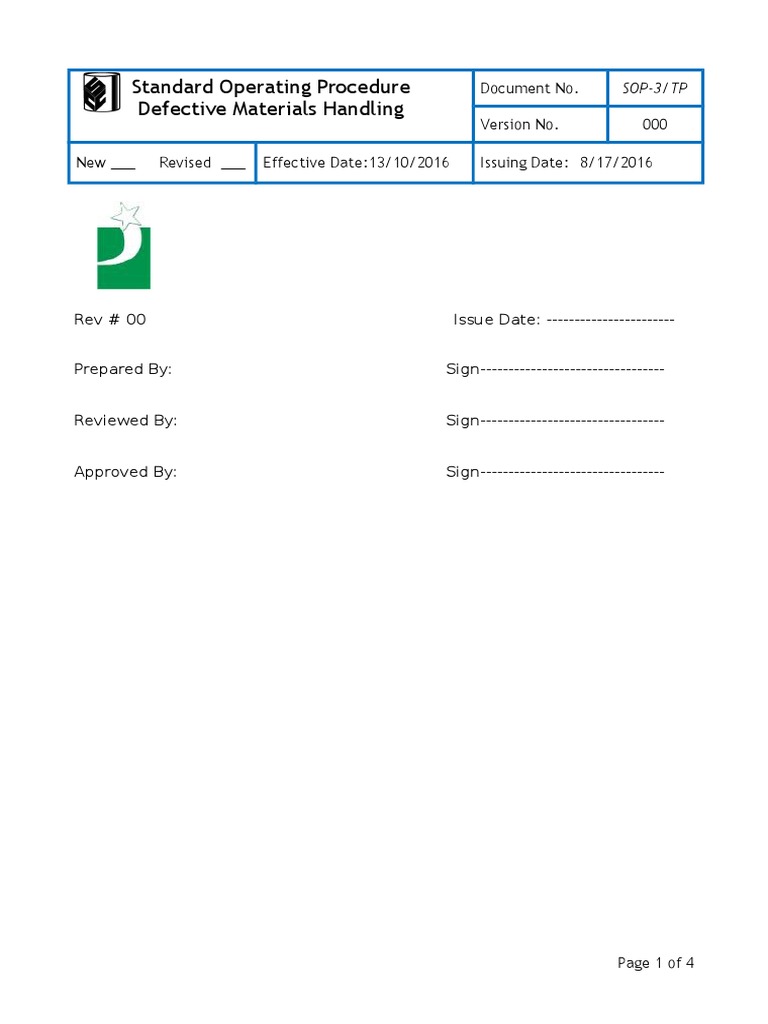Defective Materials Handling SOP | PDF | Quality Assurance | Business