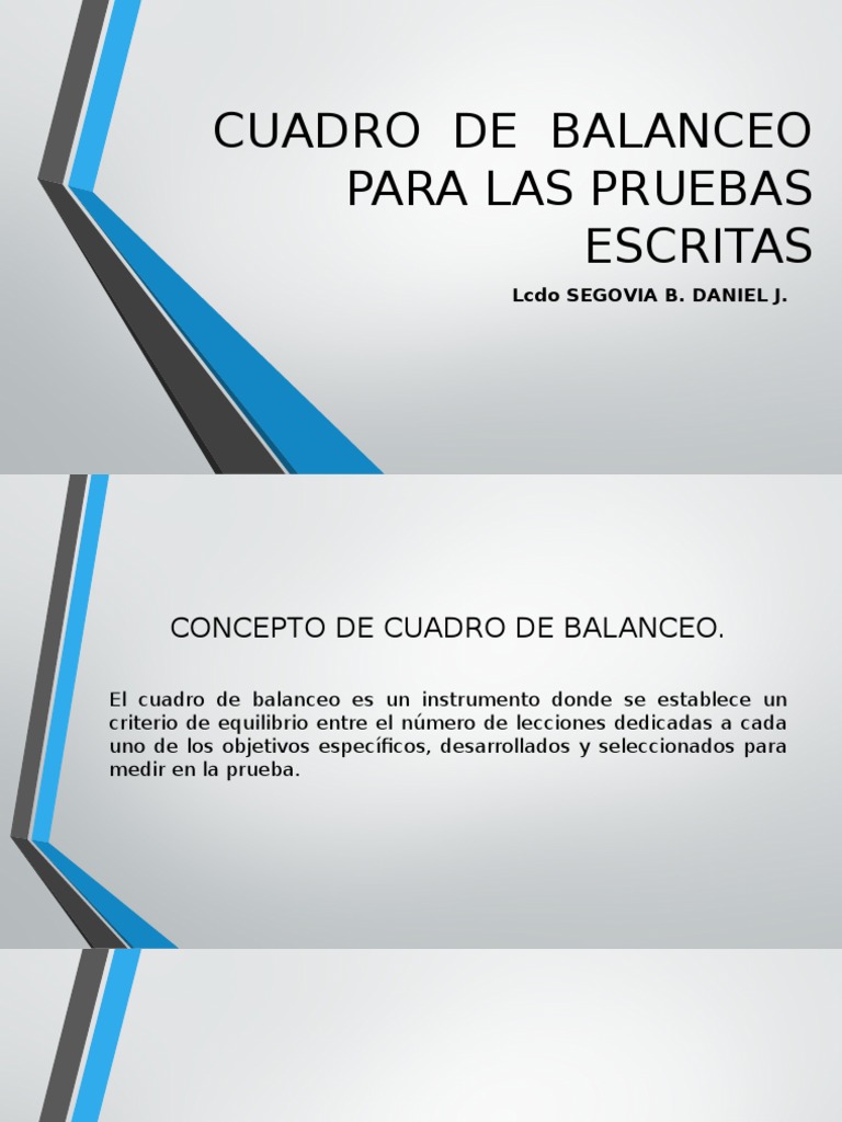 Cuadro de Balanceo para Pruebas Escritas | PDF | Finanzas y dinero