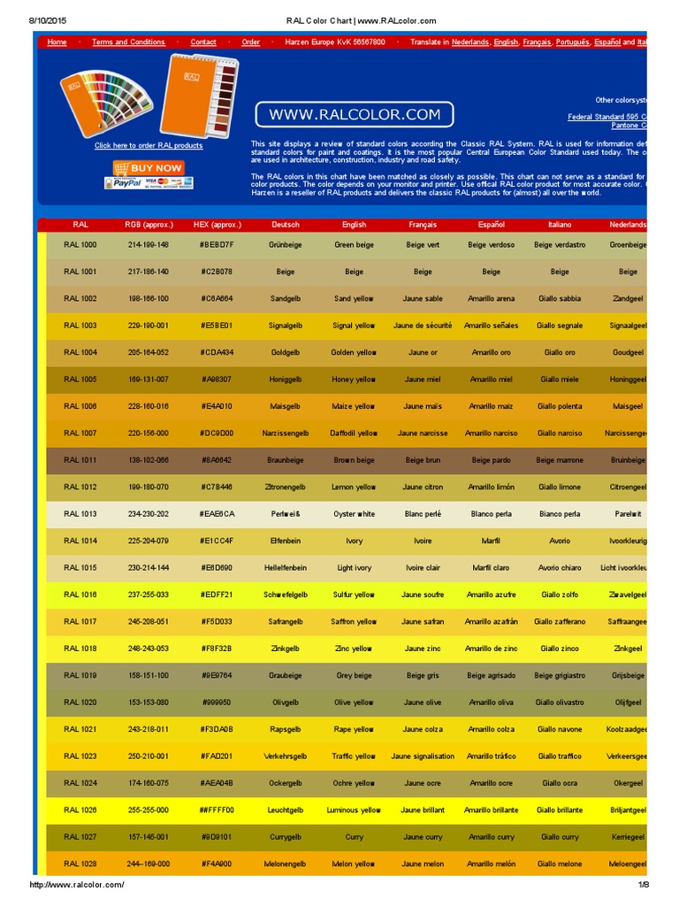 RAL Color Chart - WWW - Ralcolor | PDF