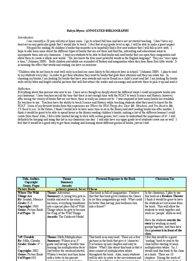 Robyn Myers: Annotated Bibliography | PDF | Fairy Tales | Books