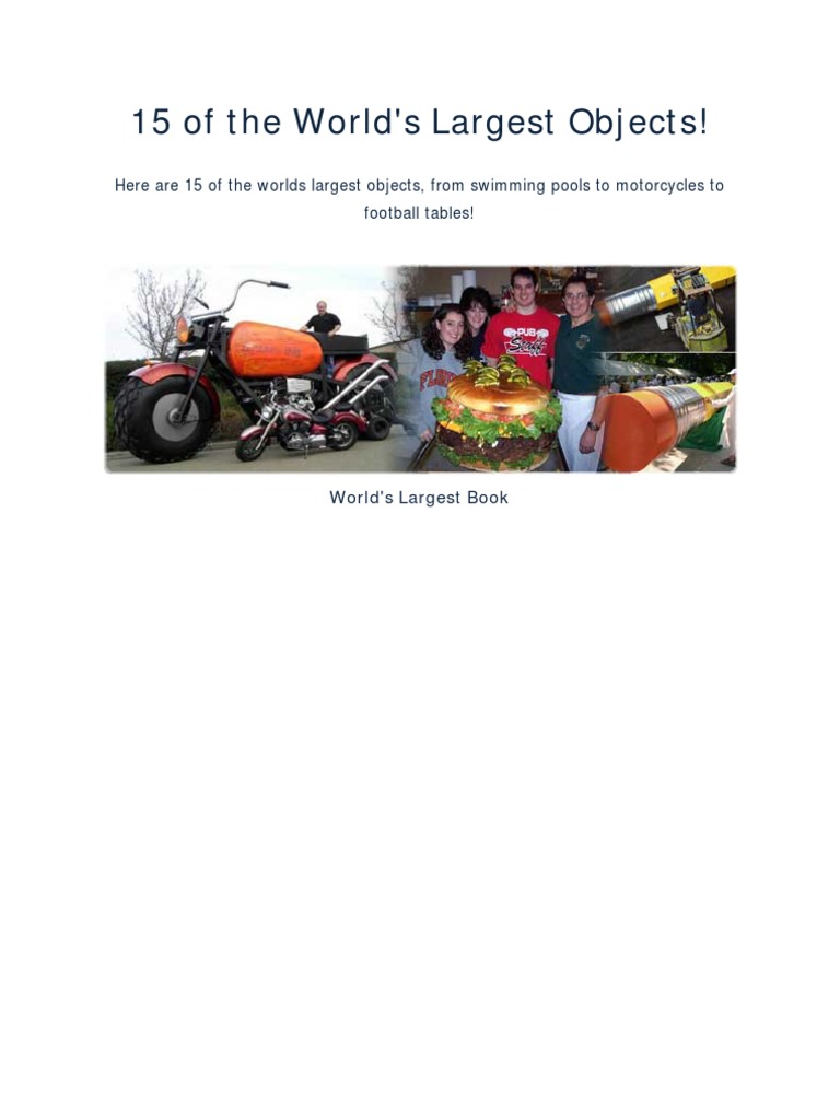 15 of The World Largest Objects | PDF | Hamburgers | Leisure