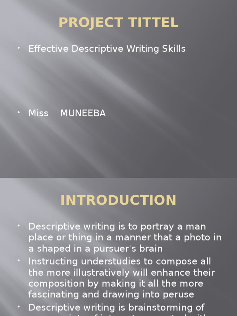 Project Tittel: Effective Descriptive Writing Skills | PDF