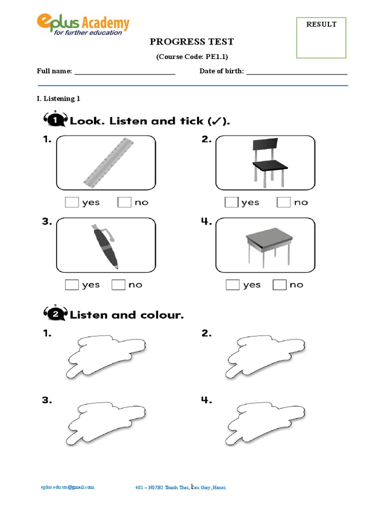 PE1 Progress Test | PDF