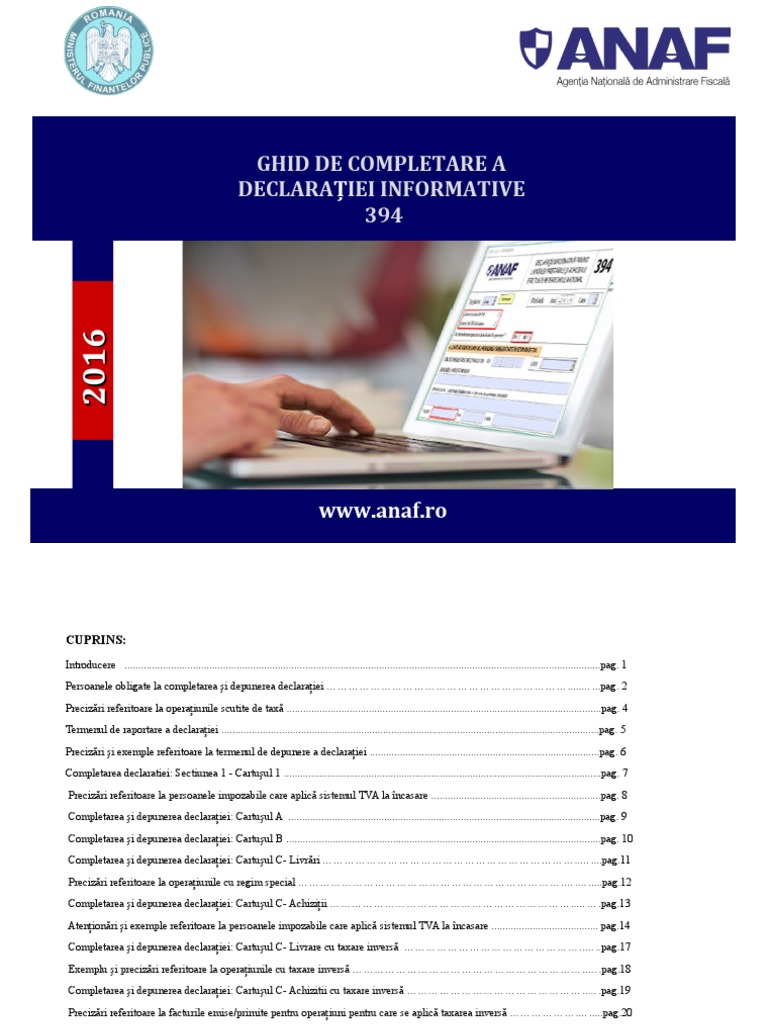 Ghid D394 2016 PDF | PDF
