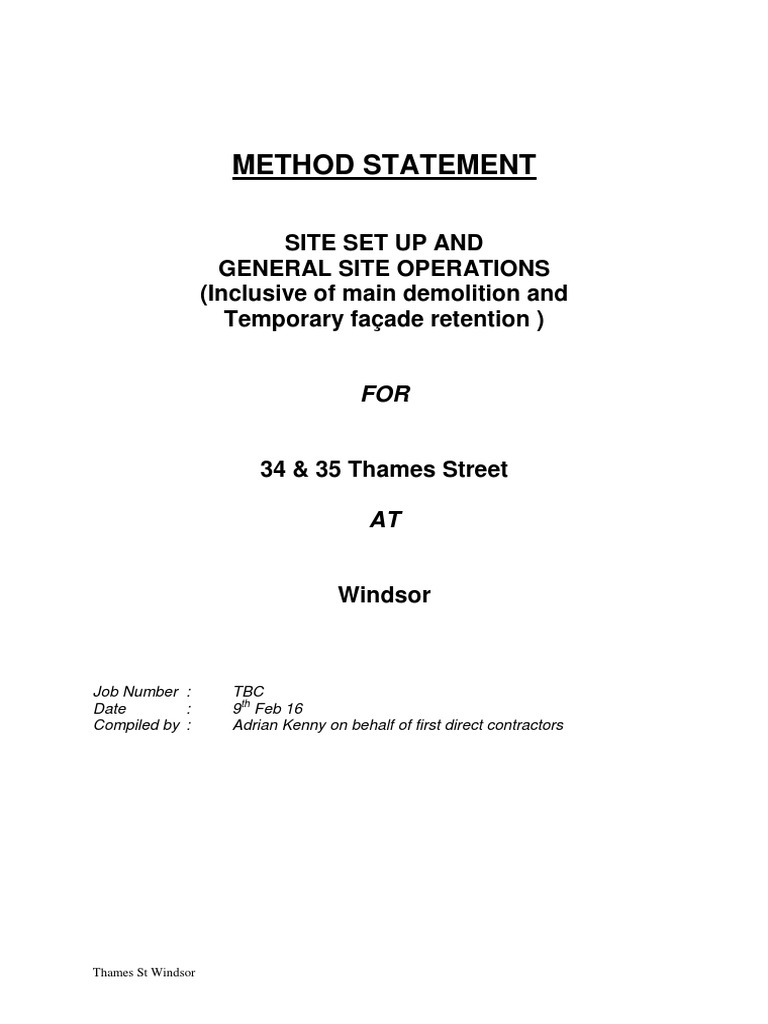Method Statement: Site Set Up and General Site Operations (Inclusive of ...