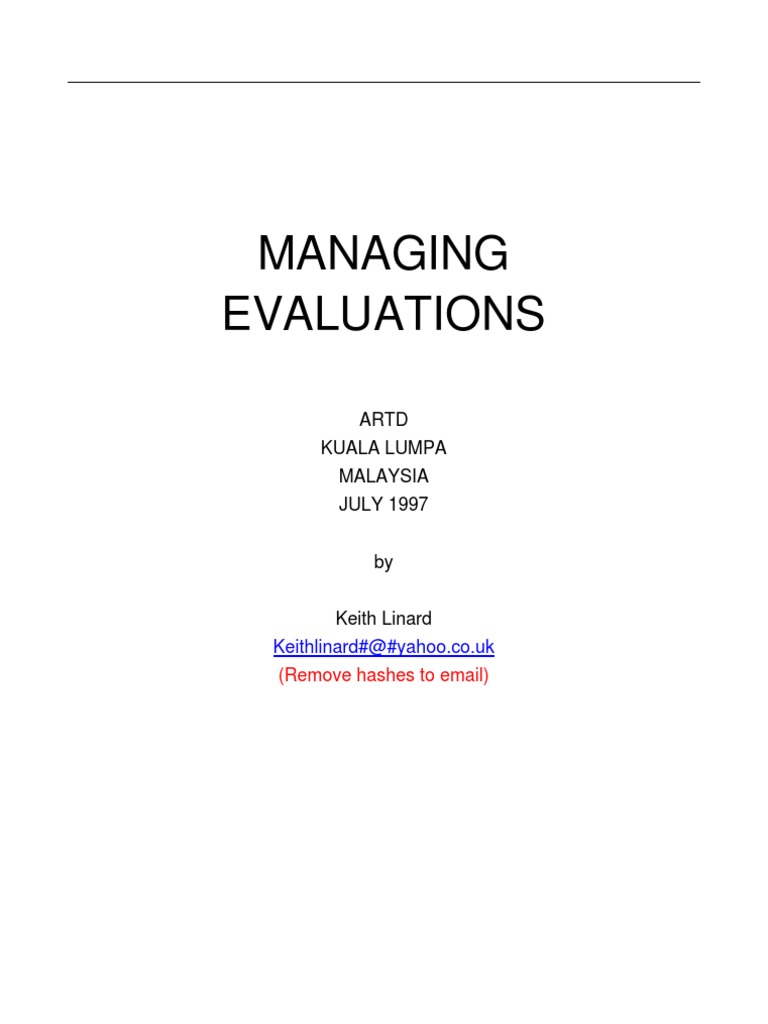 Linard - 1997-ARTD - Program Evaluations - Managing Evaluations Workshop | PDF | Program ...