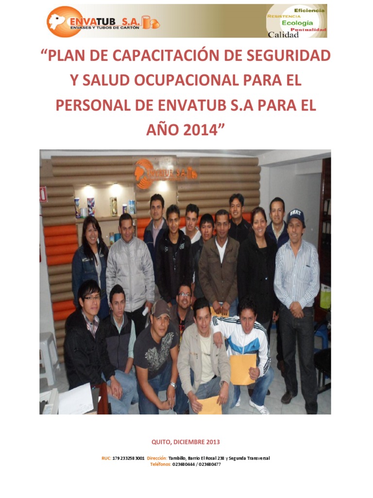 Plan de Capacitación Envatub S.A | PDF | Derecho laboral | La seguridad