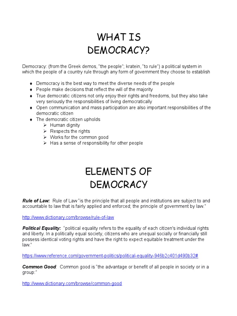 Elements of Democracy | PDF | Rights | Democracy