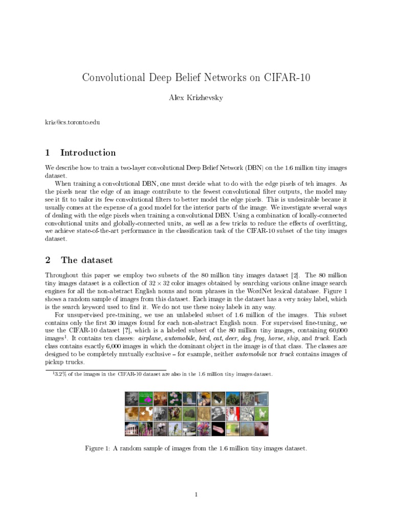 Conv Cifar10 Aug2010 | PDF | Test Set | Normal Distribution