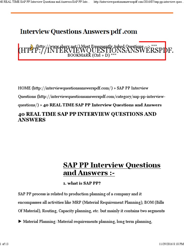 40 REAL TIME SAP PP Interview Questions and Answers-SAP PP Interview ...