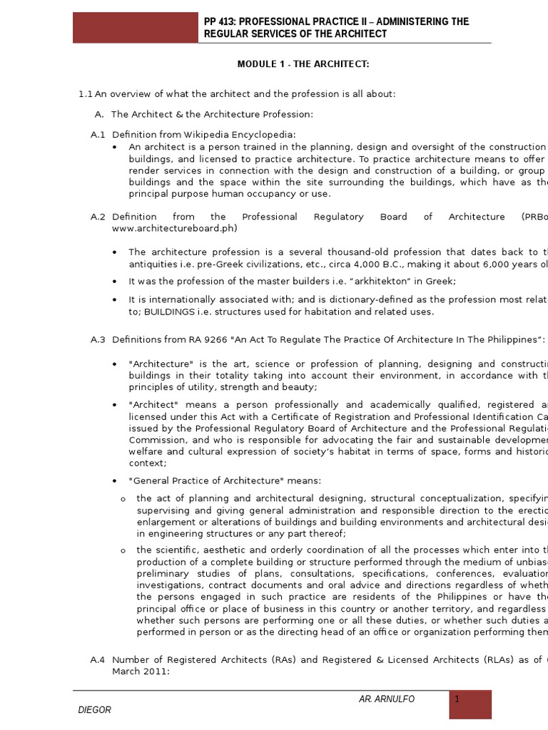 PP Module | PDF | Architect | Licensure