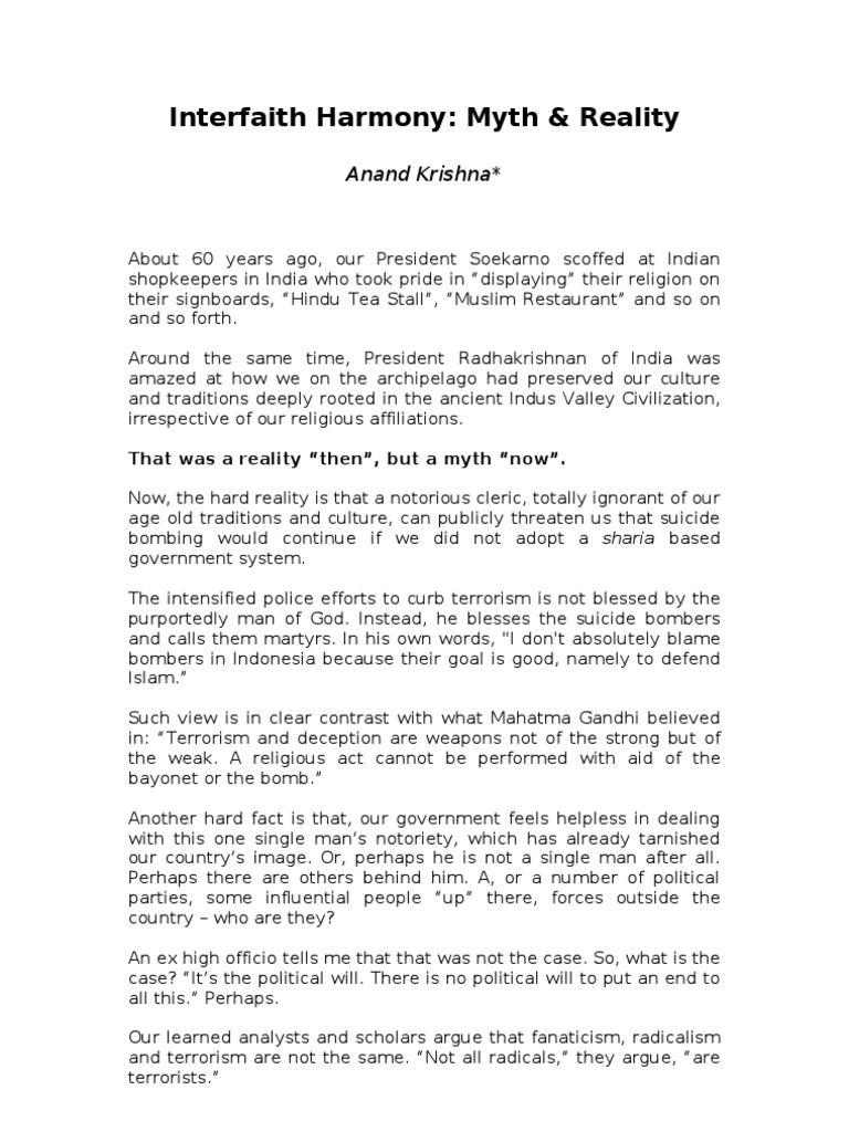 Interfaith Harmony Pdf Interfaith Dialogue Religion And Belief
