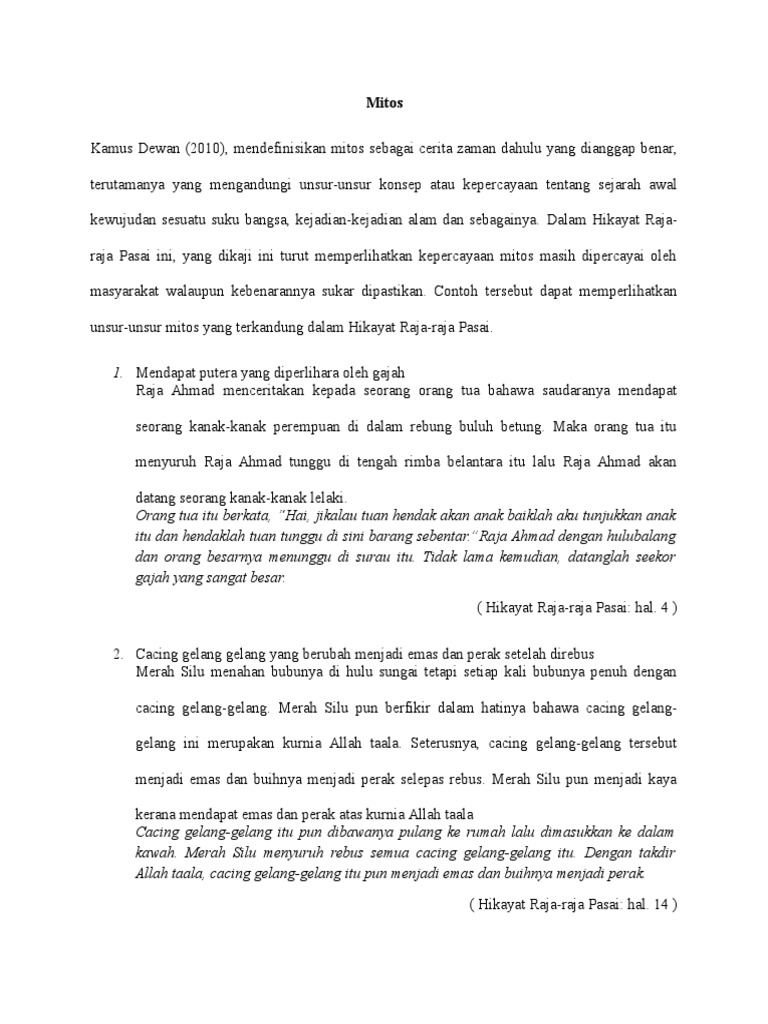 Mitos DLM Hikayat Raja Pasai | PDF