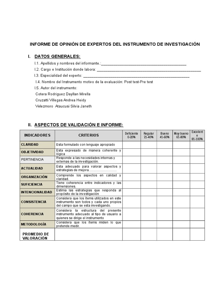 Ficha Oficial de Validacion de Instrumentos | PDF