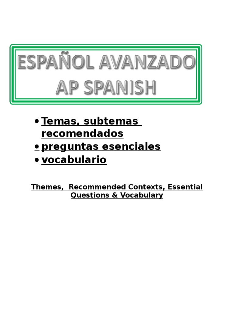 Temas y Vocabulario AP Español | PDF | Sociedad | Diseño