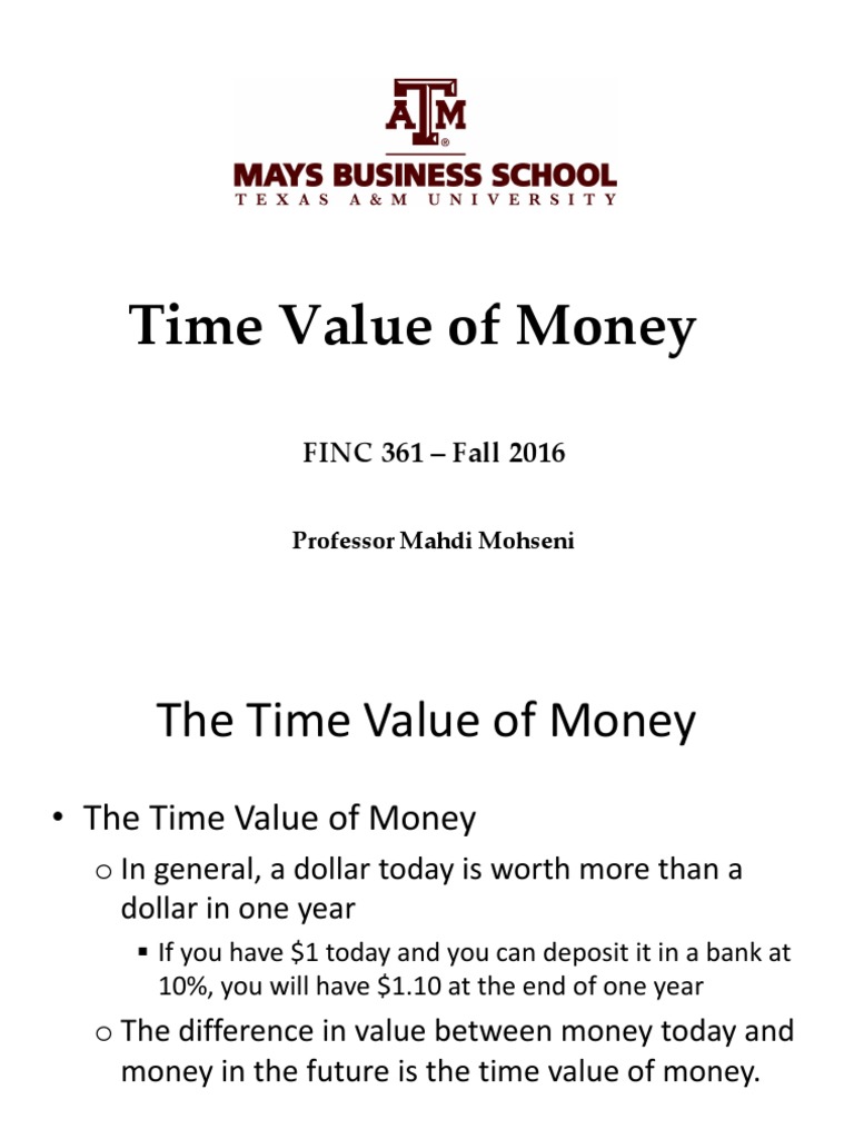 Finc361 - Lecture - 3 - Time Value of Money PDF | Download Free PDF ...