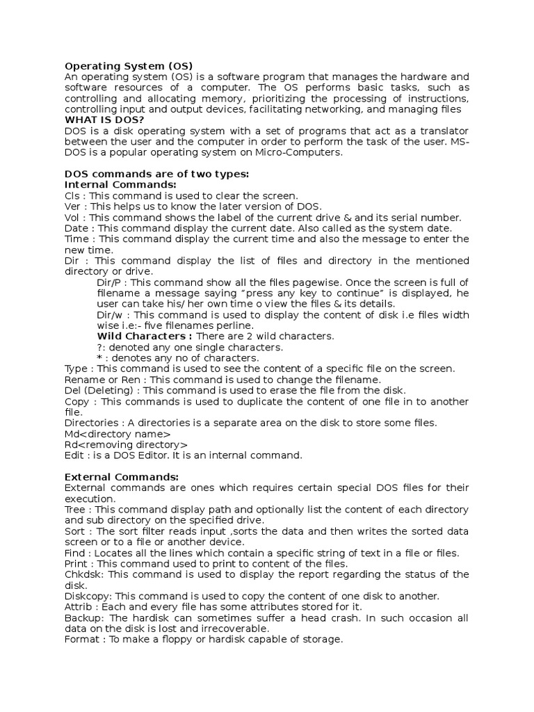 Dos | PDF | Operating System | Dos