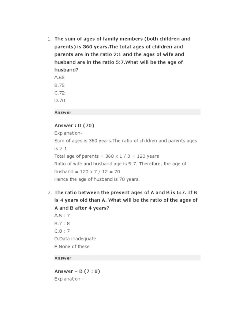 Ages | PDF | Elementary Mathematics | Arithmetic
