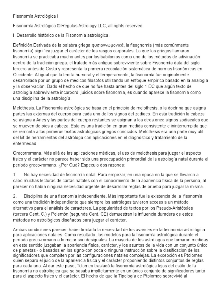 Fisonomía Astrológica I | PDF | Fisonomía | Zodíaco
