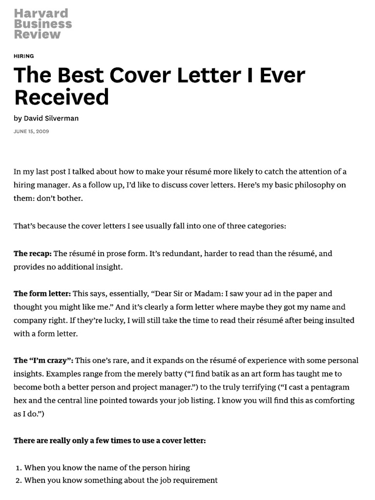 The Best Cover Letter I Ever Received | PDF