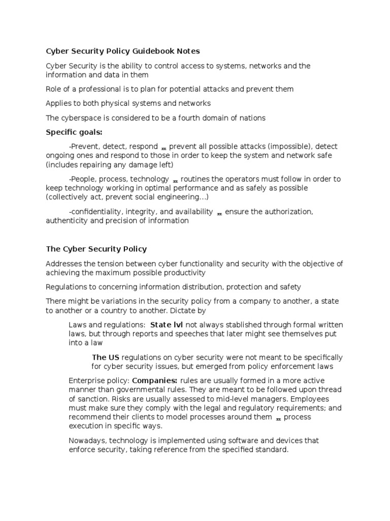 Cyber Security Policy Notes | PDF | Computer Security | Security