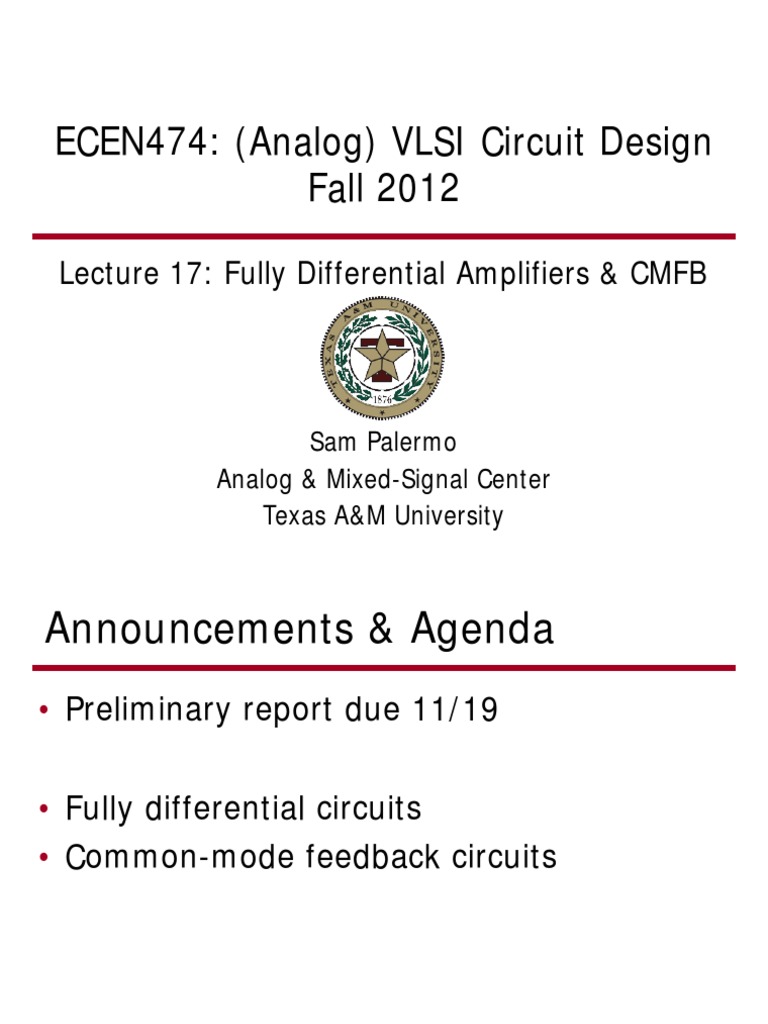 Lecture17 Fully Diff Amps CMFB | PDF | Amplifier | Operational Amplifier
