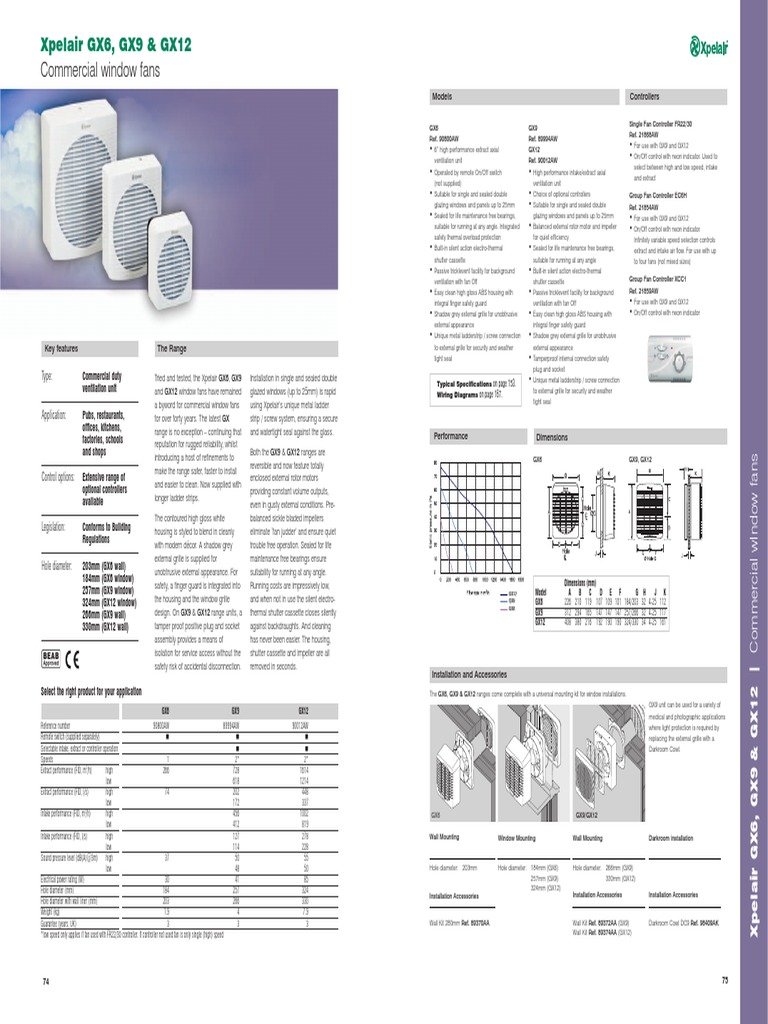 Xpelair Range GX | PDF | Mechanical Fan | Window
