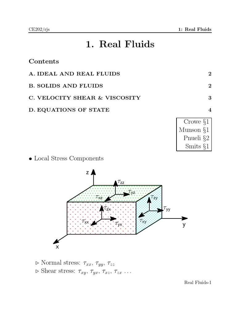 Real Fluids: A. Ideal and Real Fluids 2 B. Solids and Fluids 2 C ...