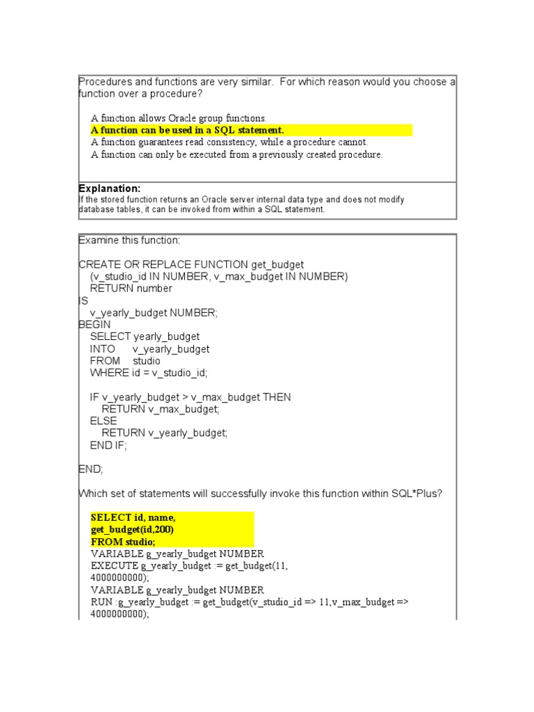 10 Creating Functions | PDF | Pl/Sql | Subroutine