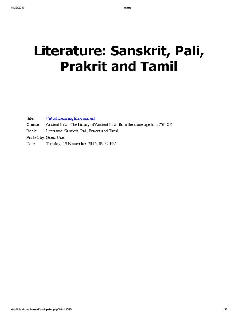 Sanskrit, Prakrit, Tamil | Sanskrit | Pali