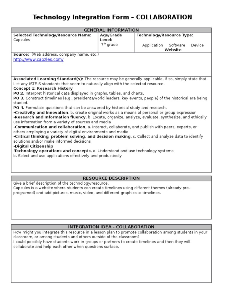 Technology Integration Template-Collaboration 2 | PDF | Collaboration ...