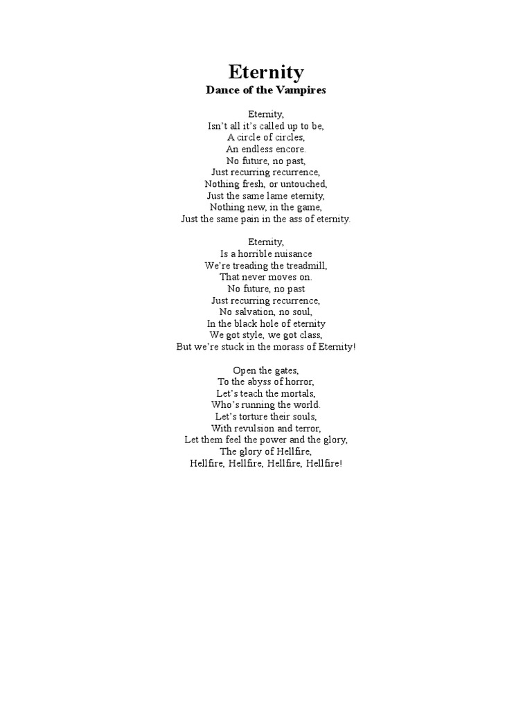 Eternity: Dance of The Vampires | PDF | Religion & Spirituality | Poetry