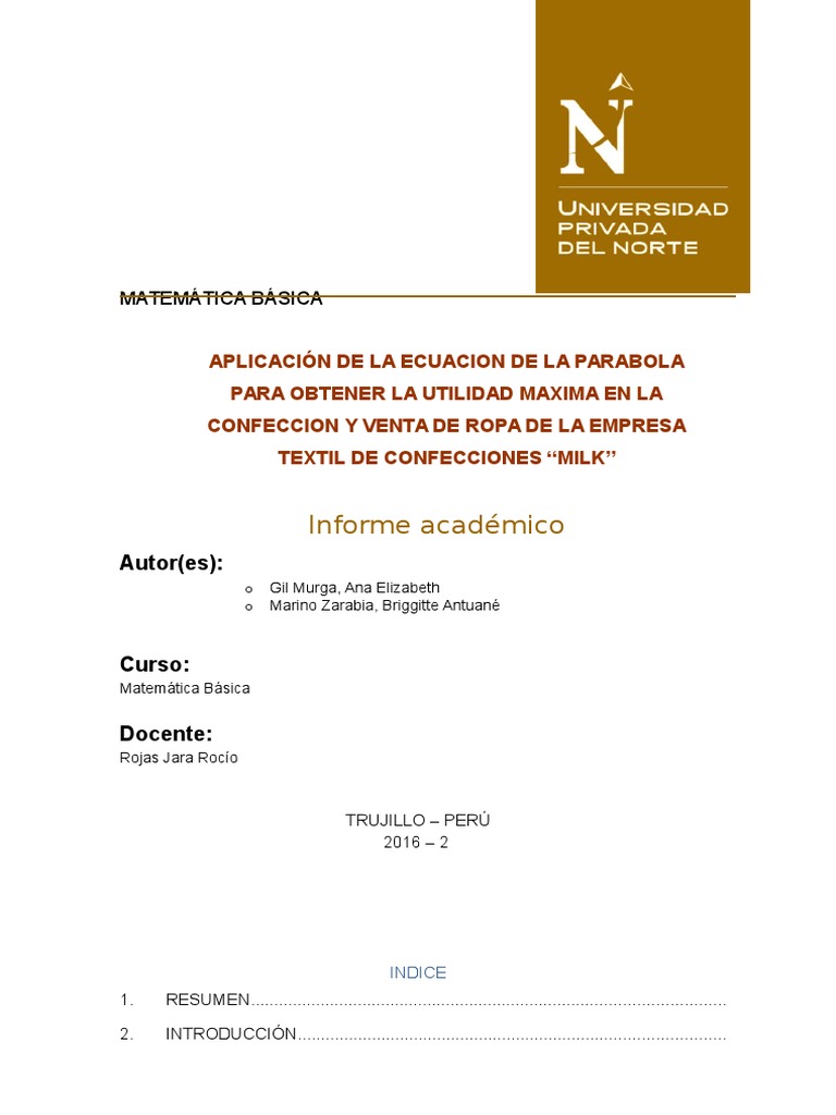 Proyecto t3 Ecuacion de La Parabola Mate Basica | PDF