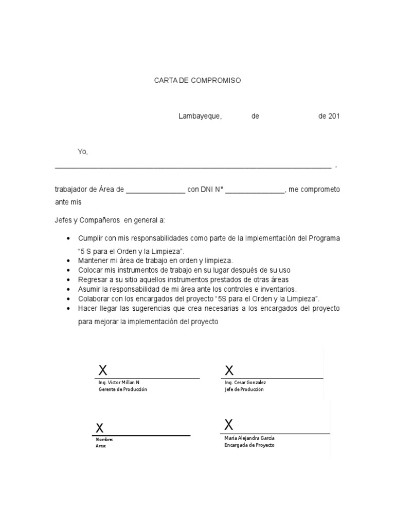 Carta de Compromiso 5s | PDF