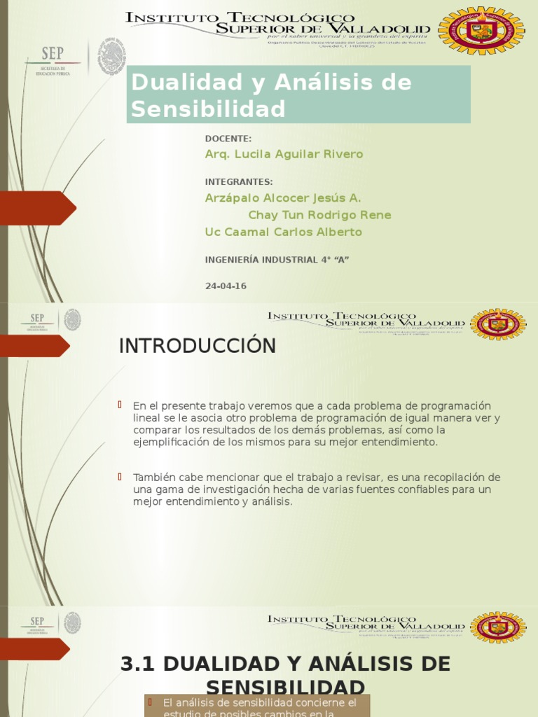 Unidad.3 Dualidad y Análisis de Sensibilidad | PDF | Análisis matemático | Álgebra