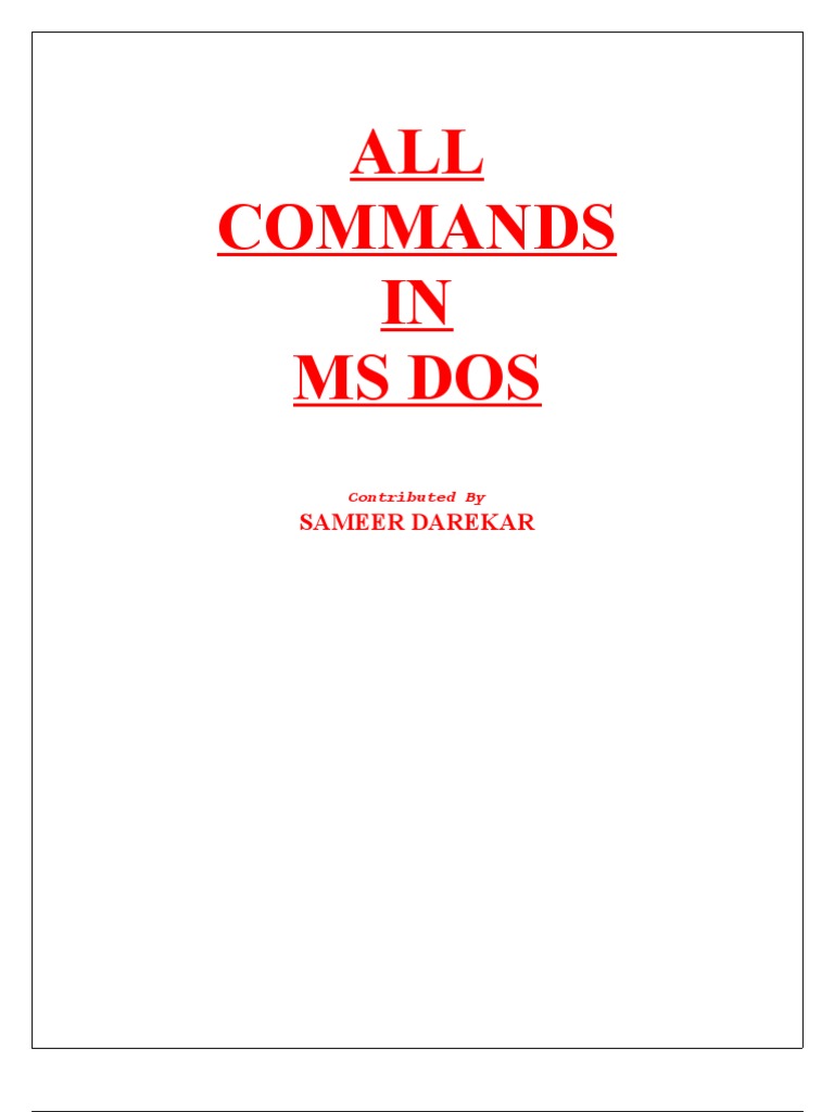All Commands in MS Dos | PDF | Zip (File Format) | Computer File