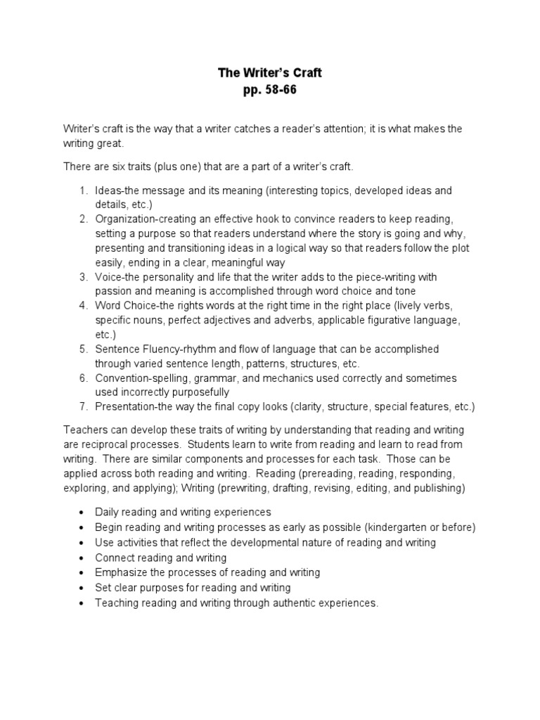 The Writers Craft Notes | PDF | Linguistic Typology | Language Mechanics