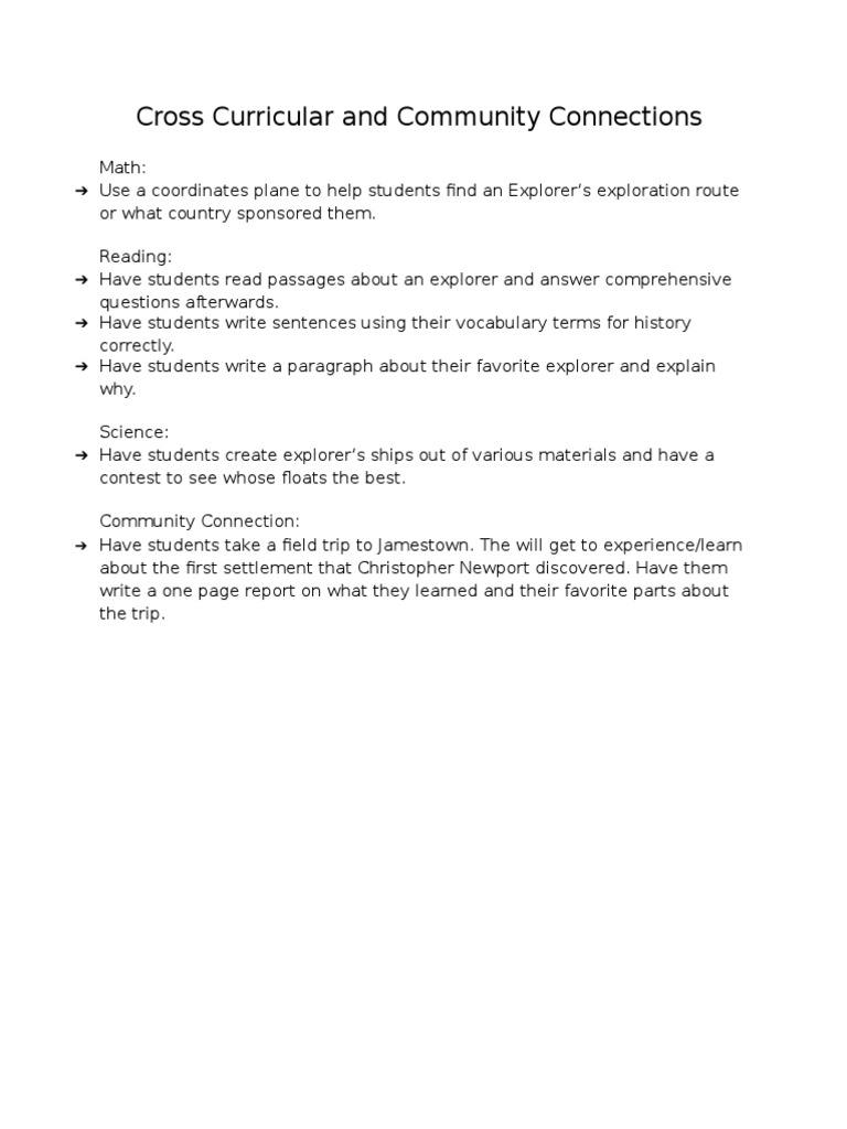 Cross Curricular and Community | PDF