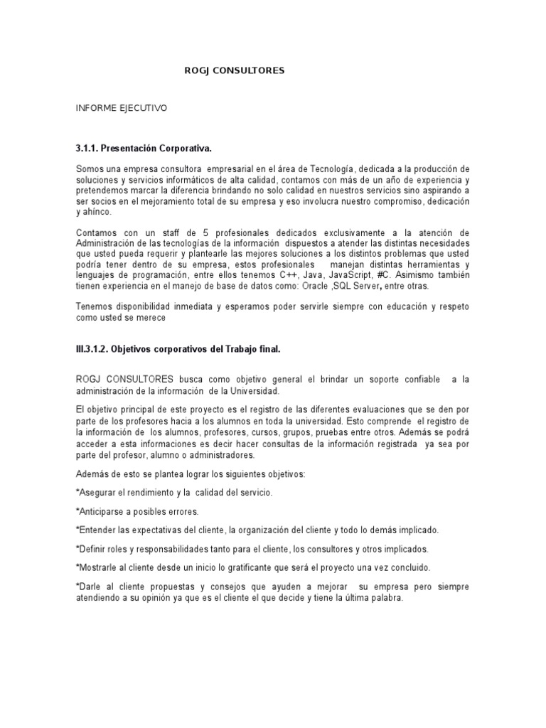 Informe Ejecutivo BD | PDF | Base de datos relacional | Bases de datos