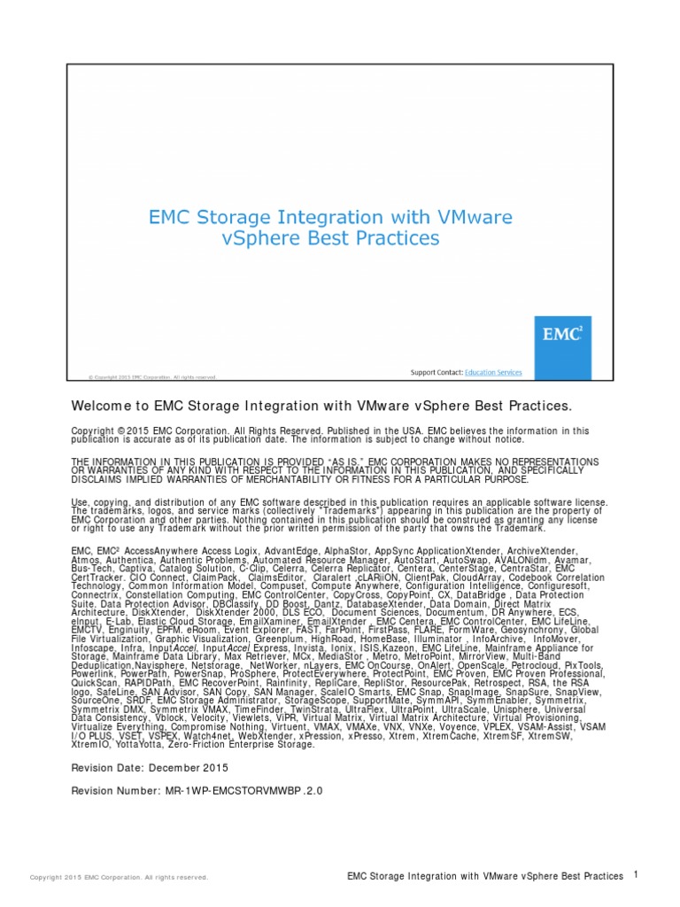 EMC Storage Integration With VMware VSphere Best Practices | PDF | Network Interface Controller ...