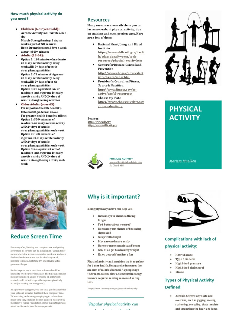 Brochure Physical Activity | PDF | Aerobic Exercise | Physical Exercise