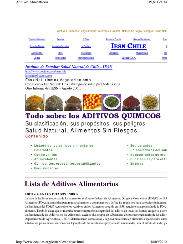 Aditivos Quimicos | PDF | Comida y bebida | Sustancias químicas
