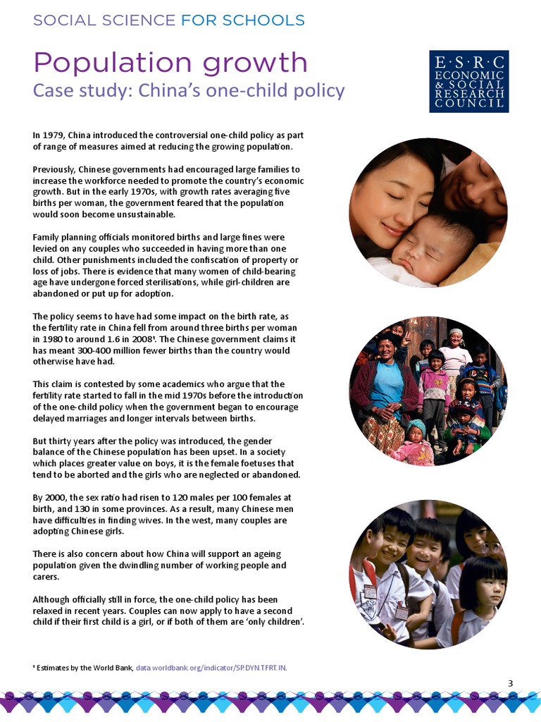 Case Studies - China’s One-child Policy, Singapore’s Dual Policy, And ...