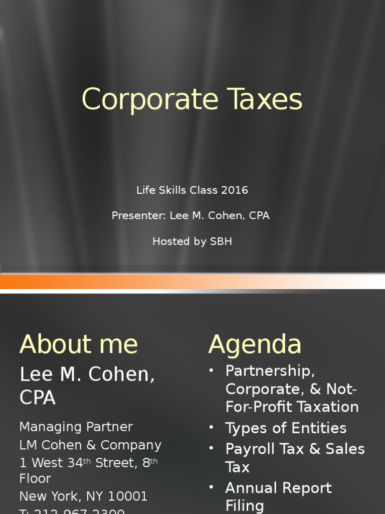 Corporate Taxes - Life Skills 2016 1 | PDF | S Corporation | Payroll Tax