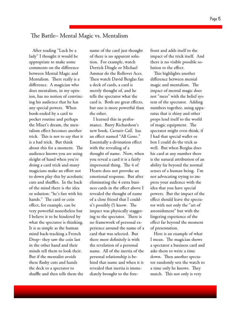 Mental Magic vs Mentalism - How Storytelling Adds Impact | PDF ...
