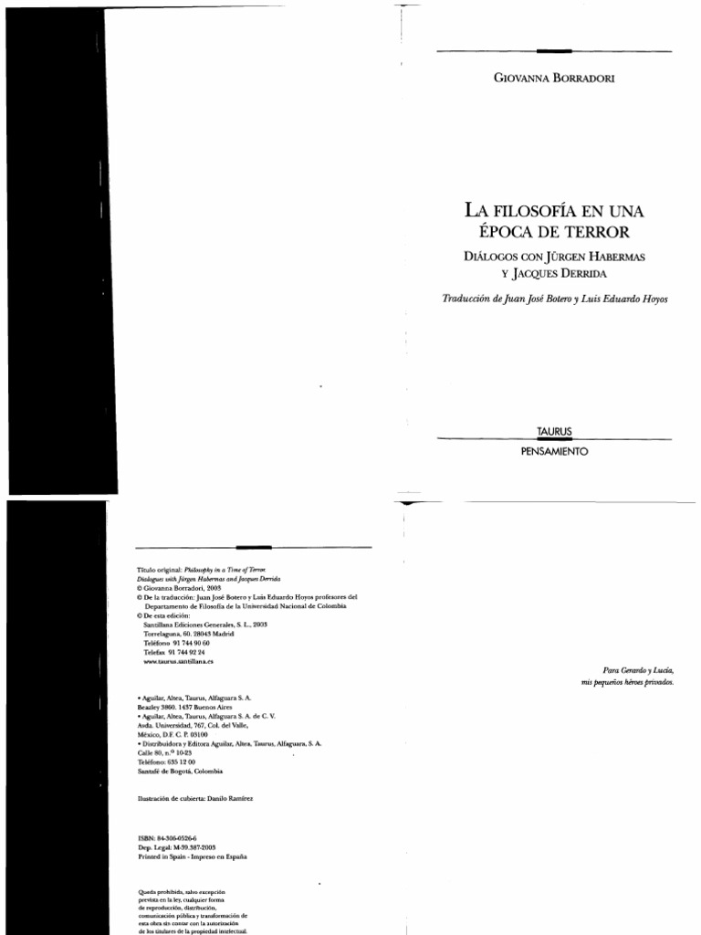 Borradori, Giovanna - La filosofia en una epoca de terror. Dialogos con Jurgen Habermas y ...