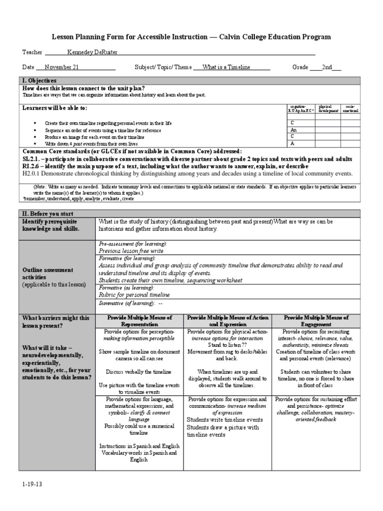 3 Timeline Lesson Modified | PDF | Lesson Plan | Applied Psychology